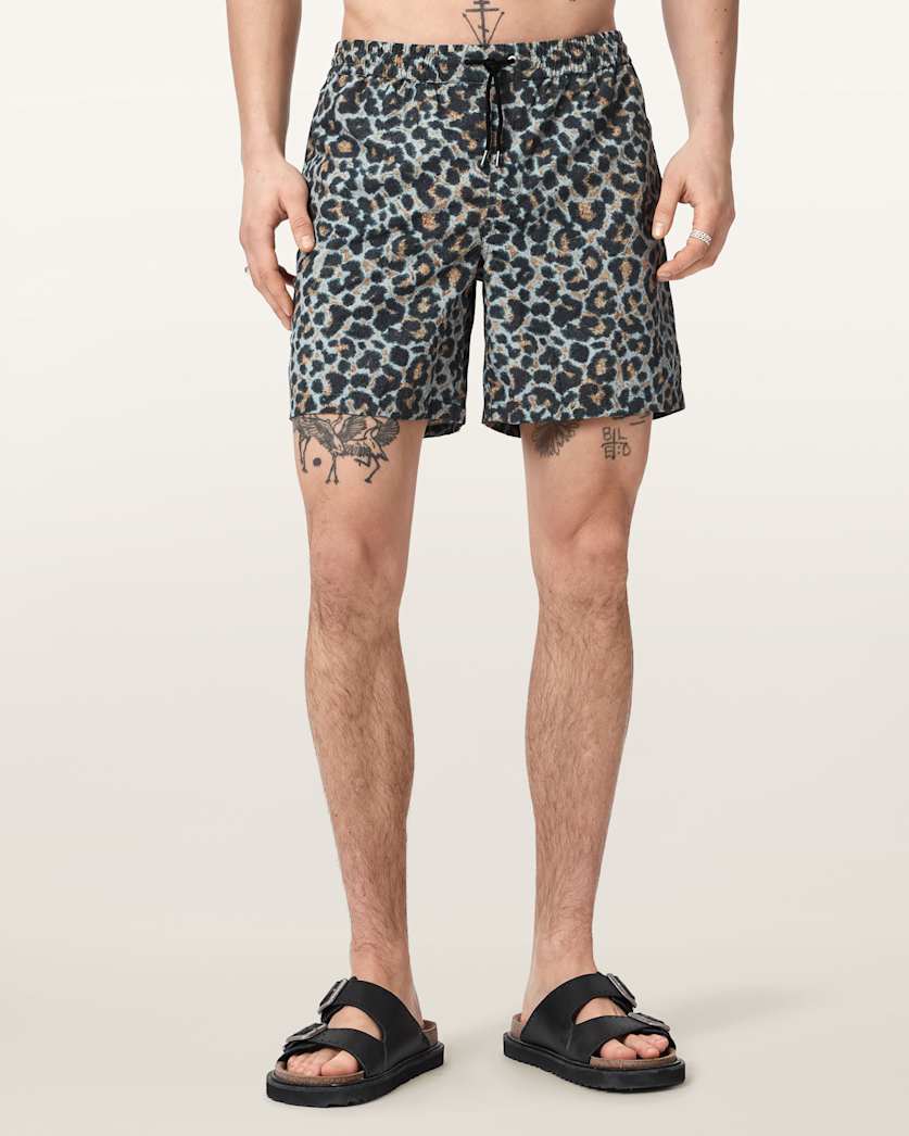 Silesia Leopard Print Slim Fit Swim Shorts CLOUDED GREY | ALLSAINTS US